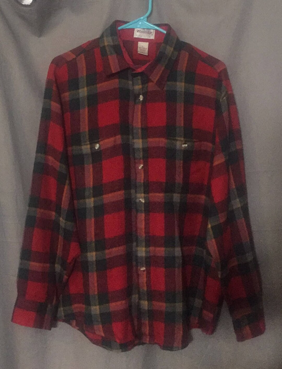 Windridge Men's Red Down Long Sleeve Plaid Flannel Size Large Vintage ...