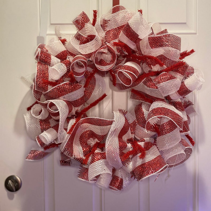 Red Mesh Wreath - Etsy