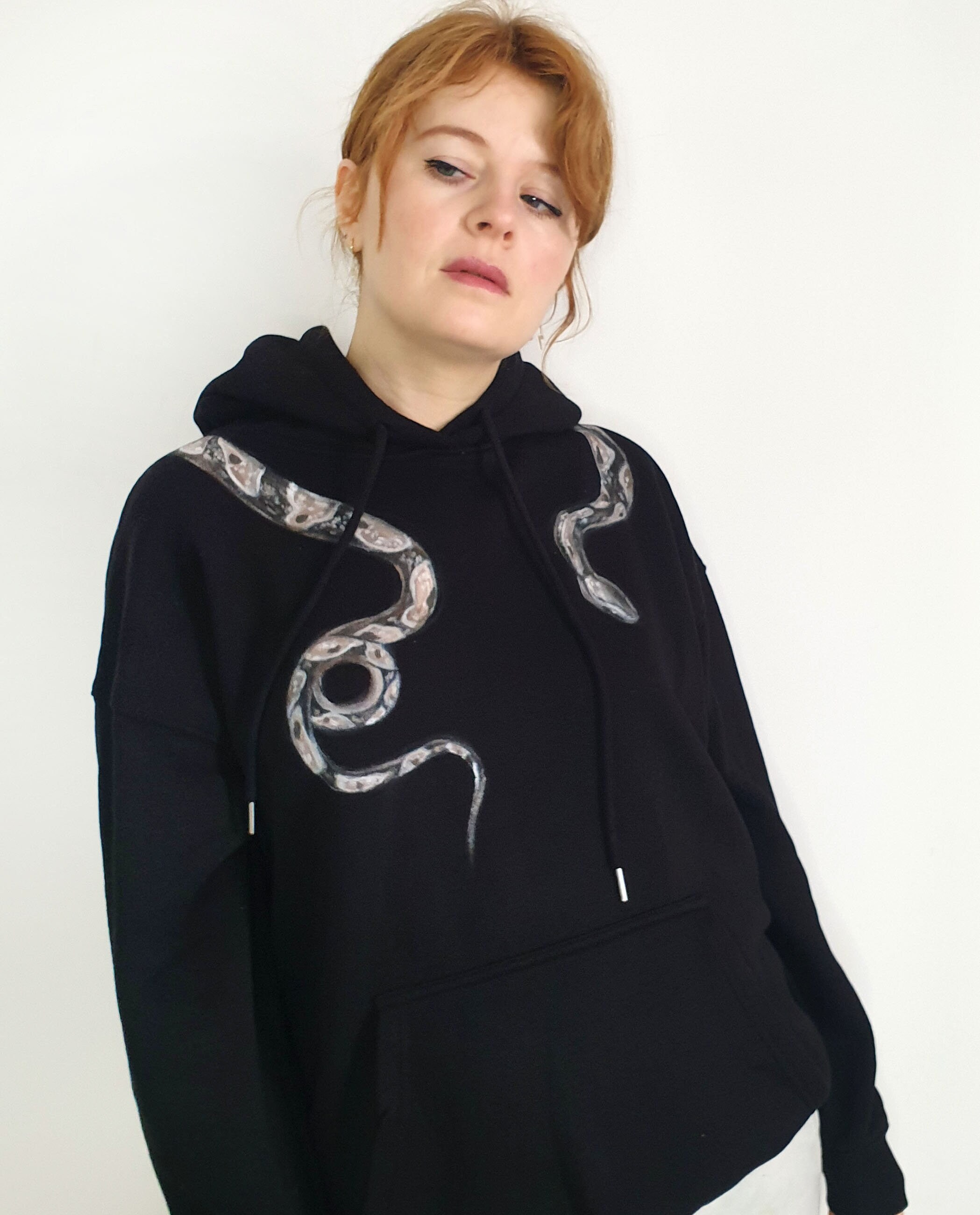 Snake Handpainted Unique Hoodie, Designer Hoodie,designer Clothing ...