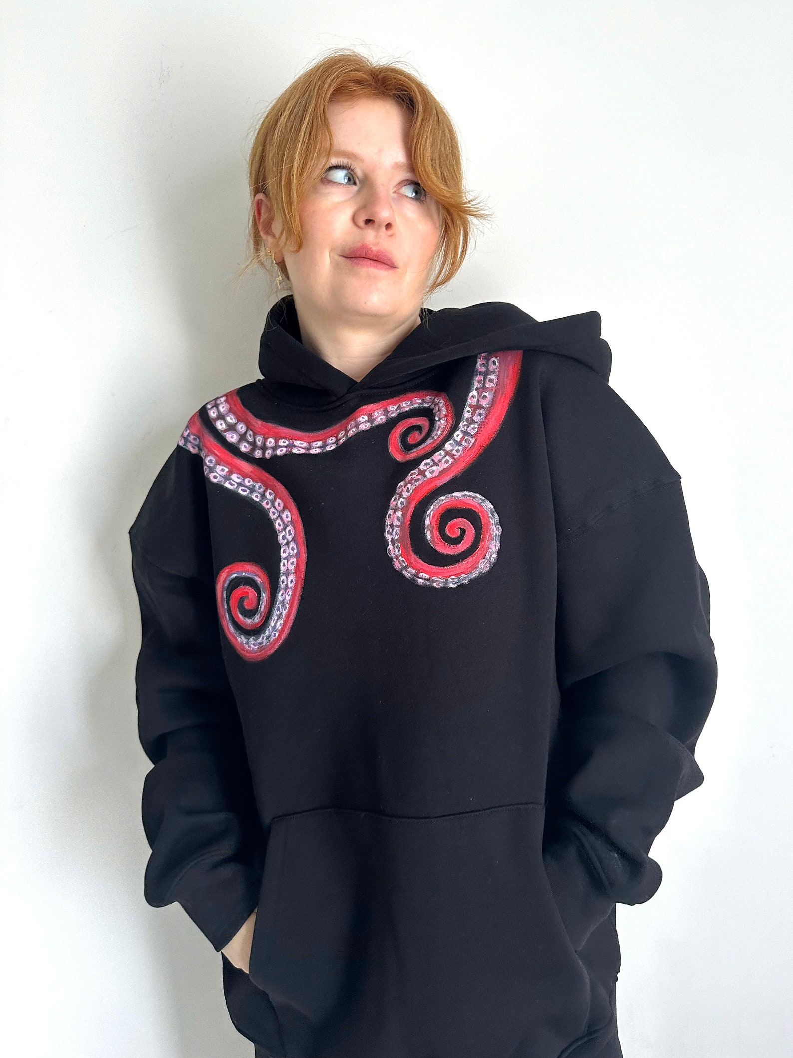 Handpainted Octopus Unique Hoodie, Designer Hoodie,designer Clothing ...