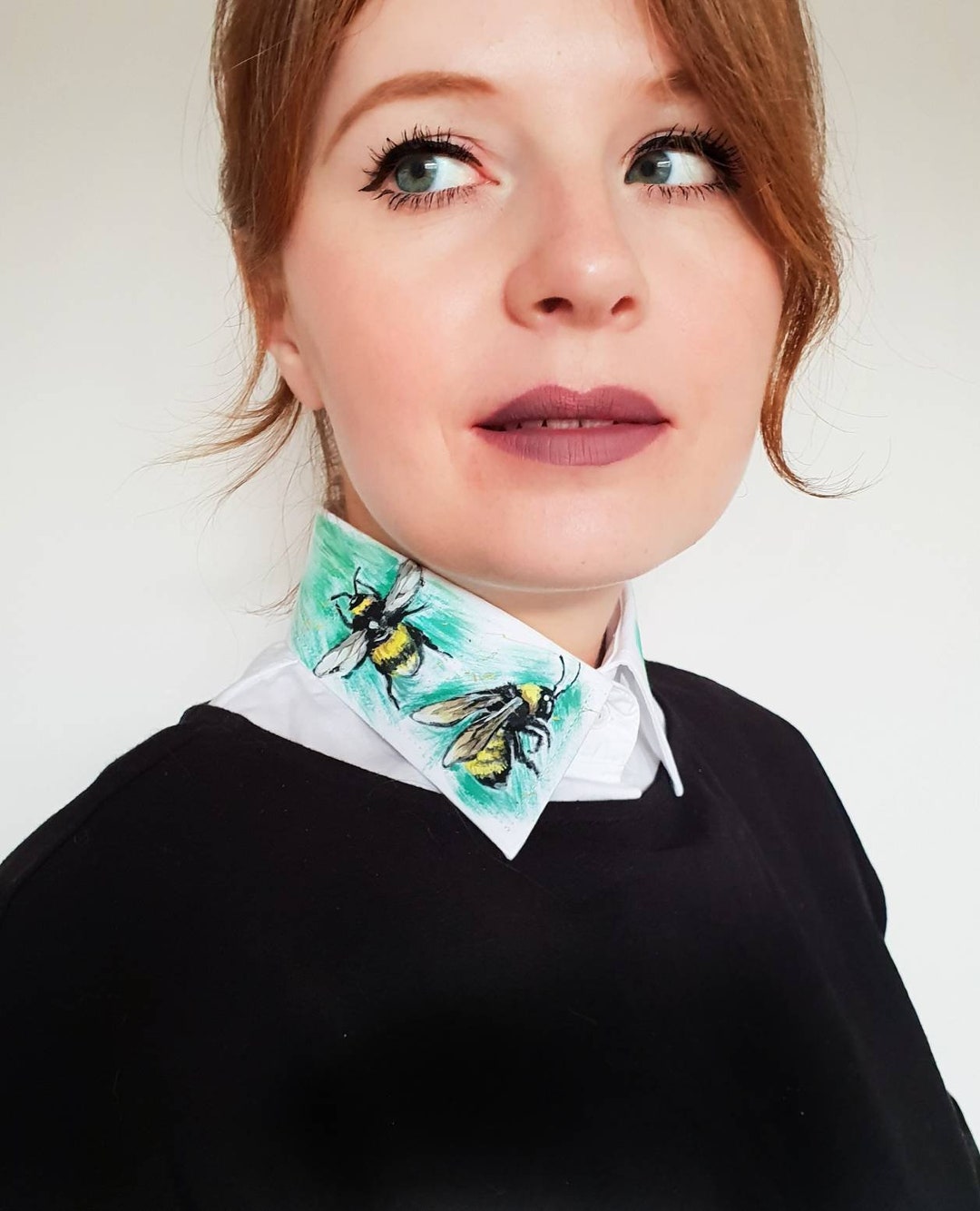 Handpainted Bees Detachable Collar: Unique Cotton Poplin Clothing ...