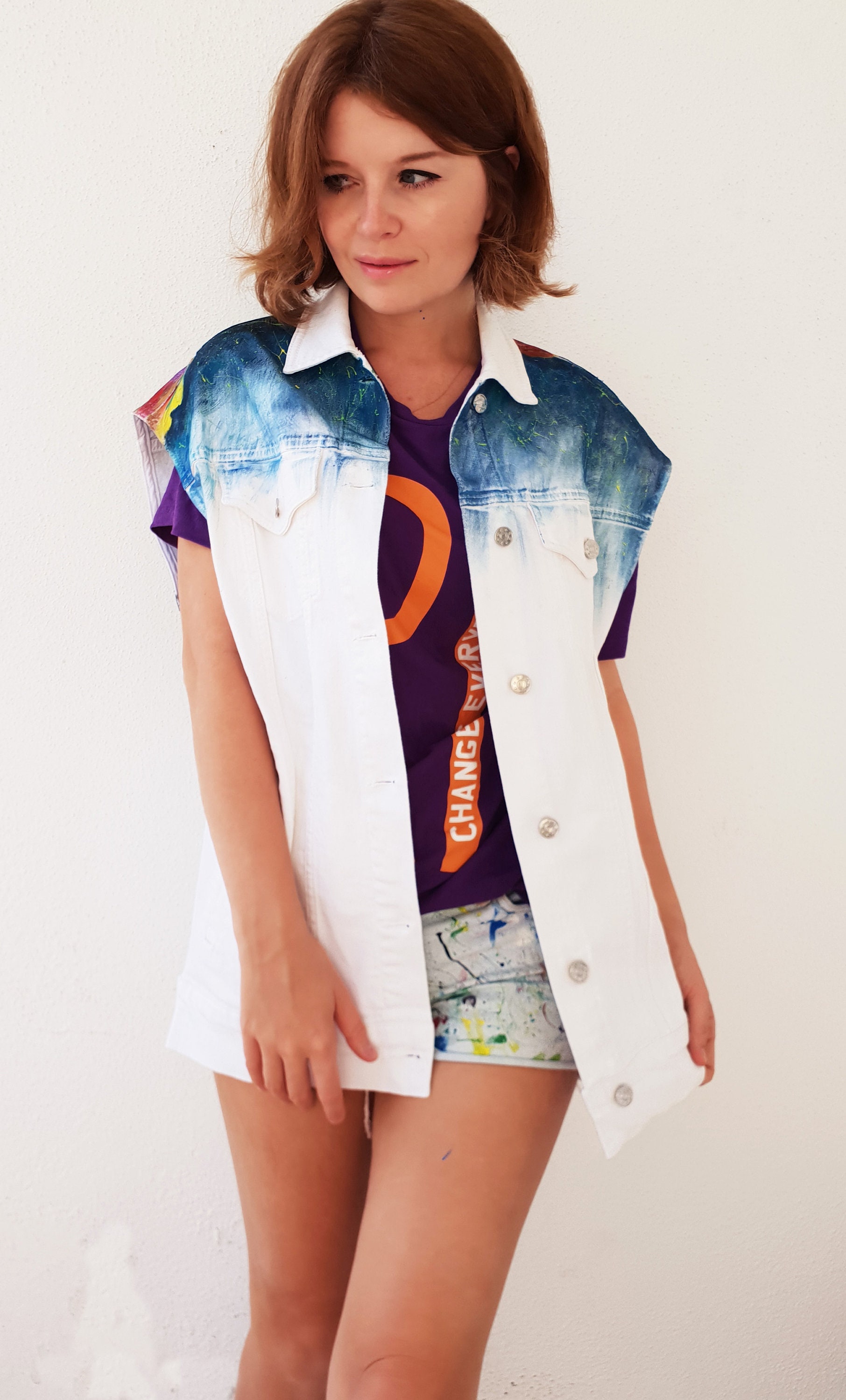 Handpainted Custom Denim Jacket World Map Jacket Unique Jacket ...