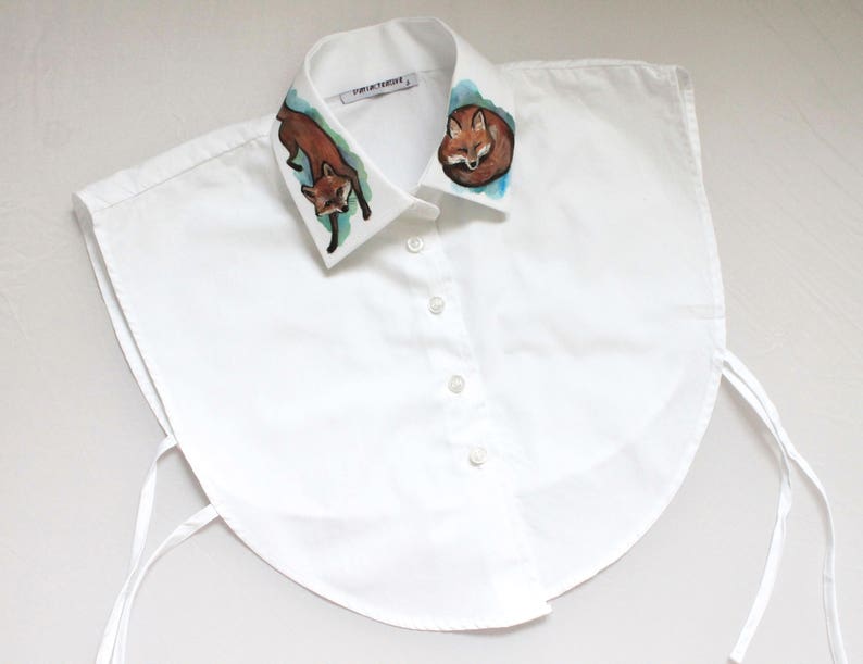 Hand-painted Fox Collar: Detachable Poplin Cotton Collar - Etsy