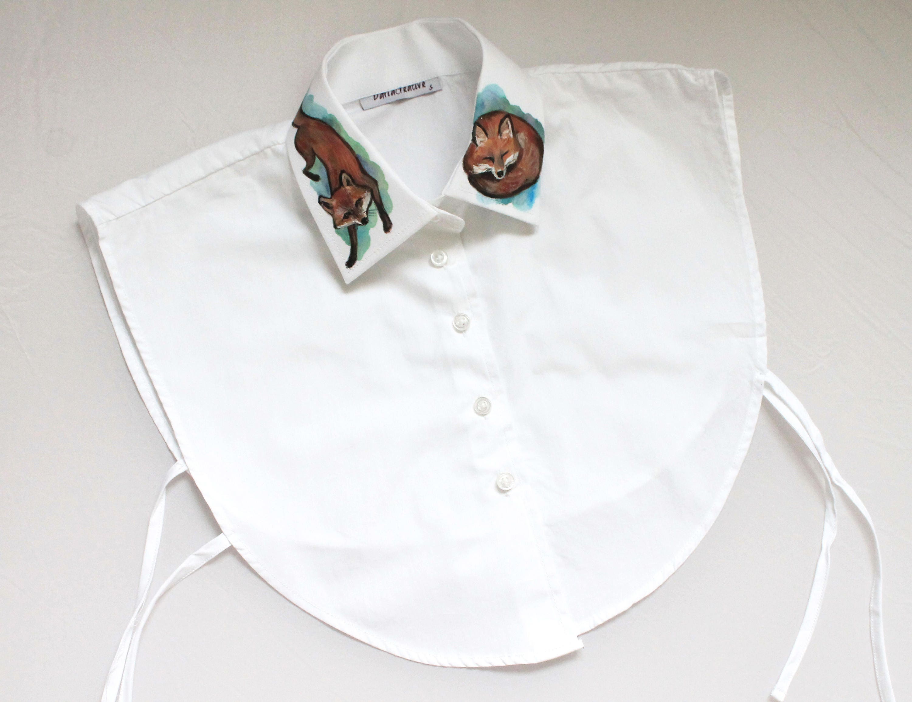 Hand-painted Fox Collar: Detachable Poplin Cotton Collar - Etsy