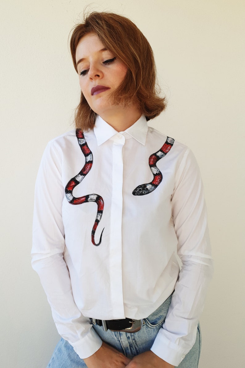 Snake shirt Coral Snake blouse shirt Unique designer buttons | Etsy