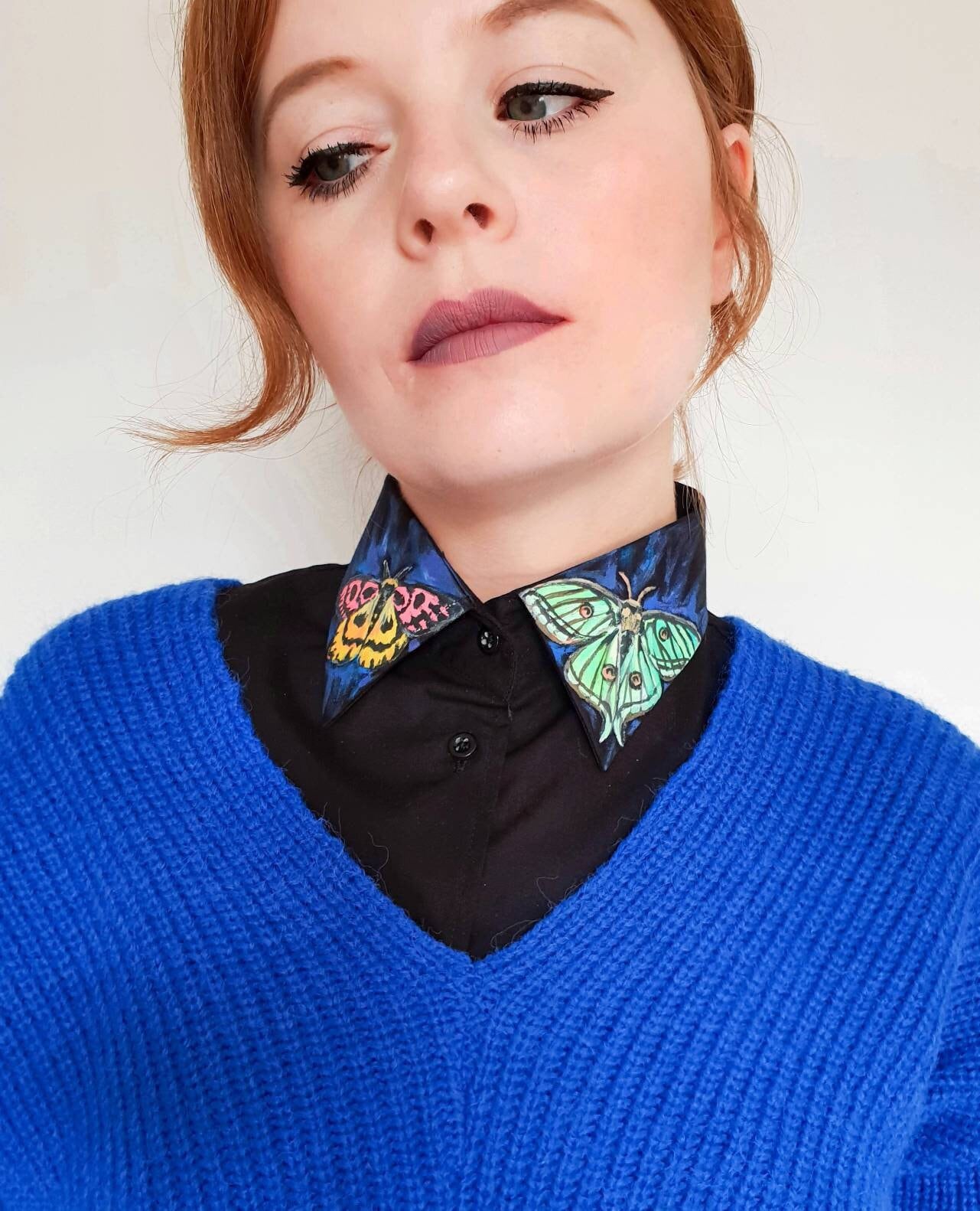 Handpainted Luna Moth Detachable Collar: Unique Poplin Cotton Collar - Etsy