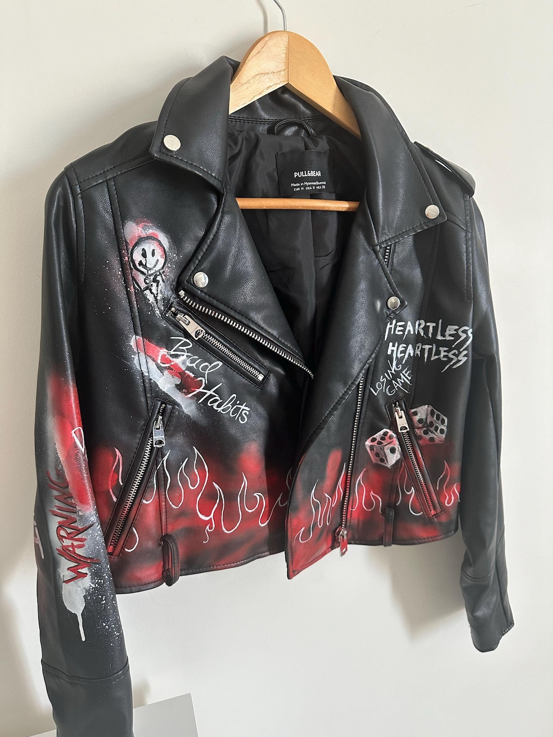 1/1 Custom Painted Leather Biker Jacket,unique Painted Designer Leather ...