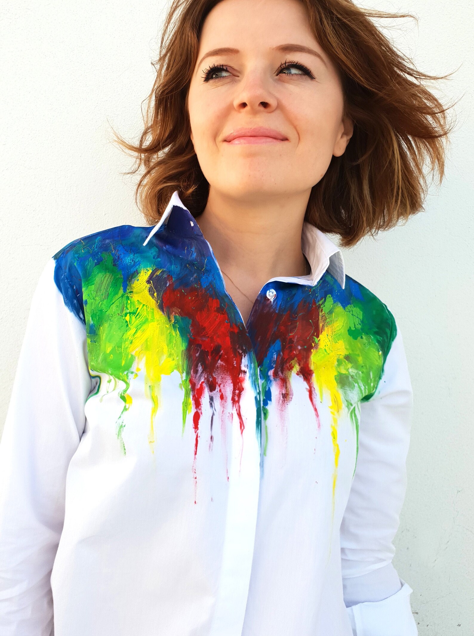 Paint Splash Shirt Rainbow Shirt Designer Shirt Hadpainted Shirt ...