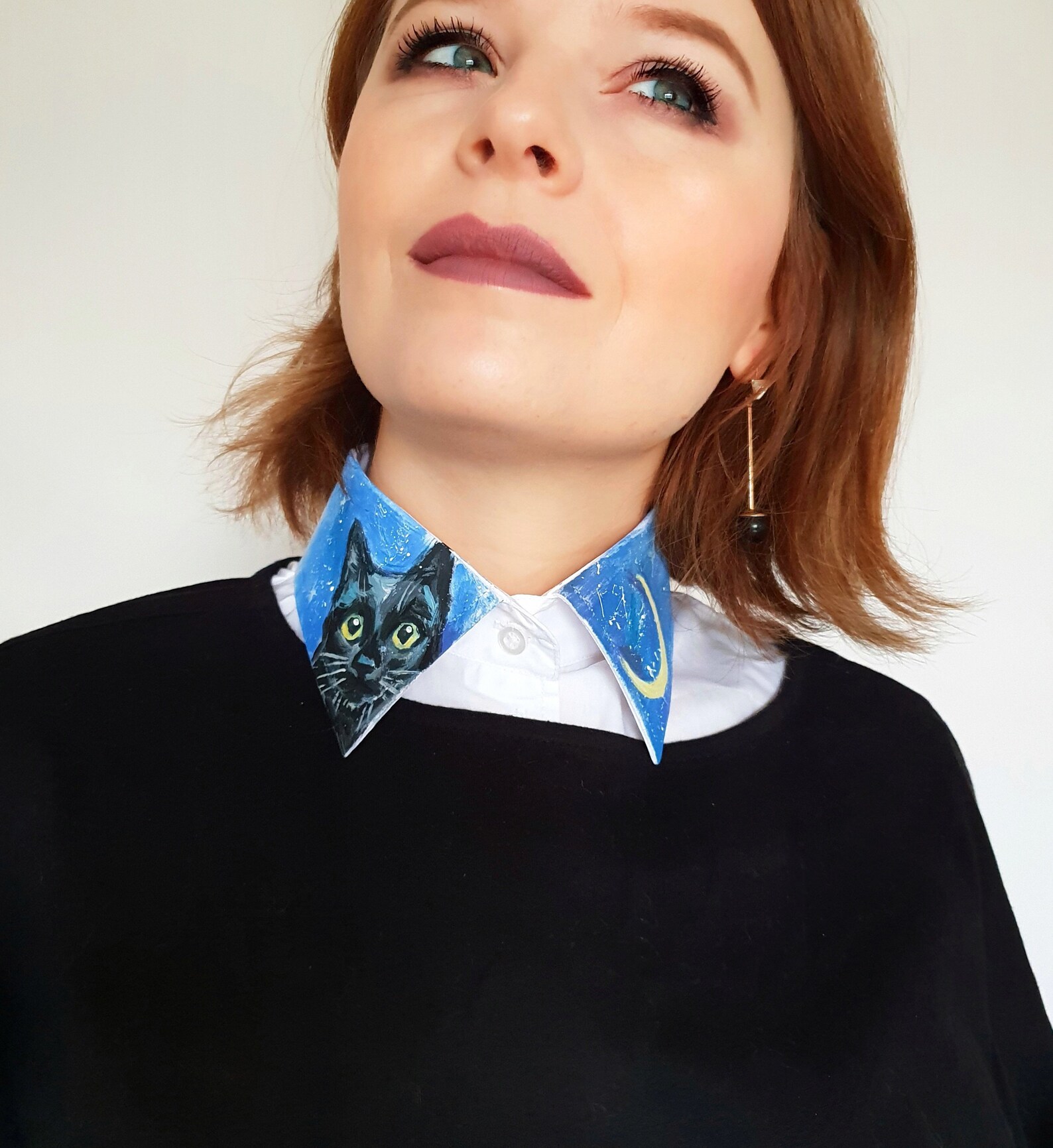 Black Cat Collar Cat Moon Collar Fake Collar Cat Accessories Cat Top ...