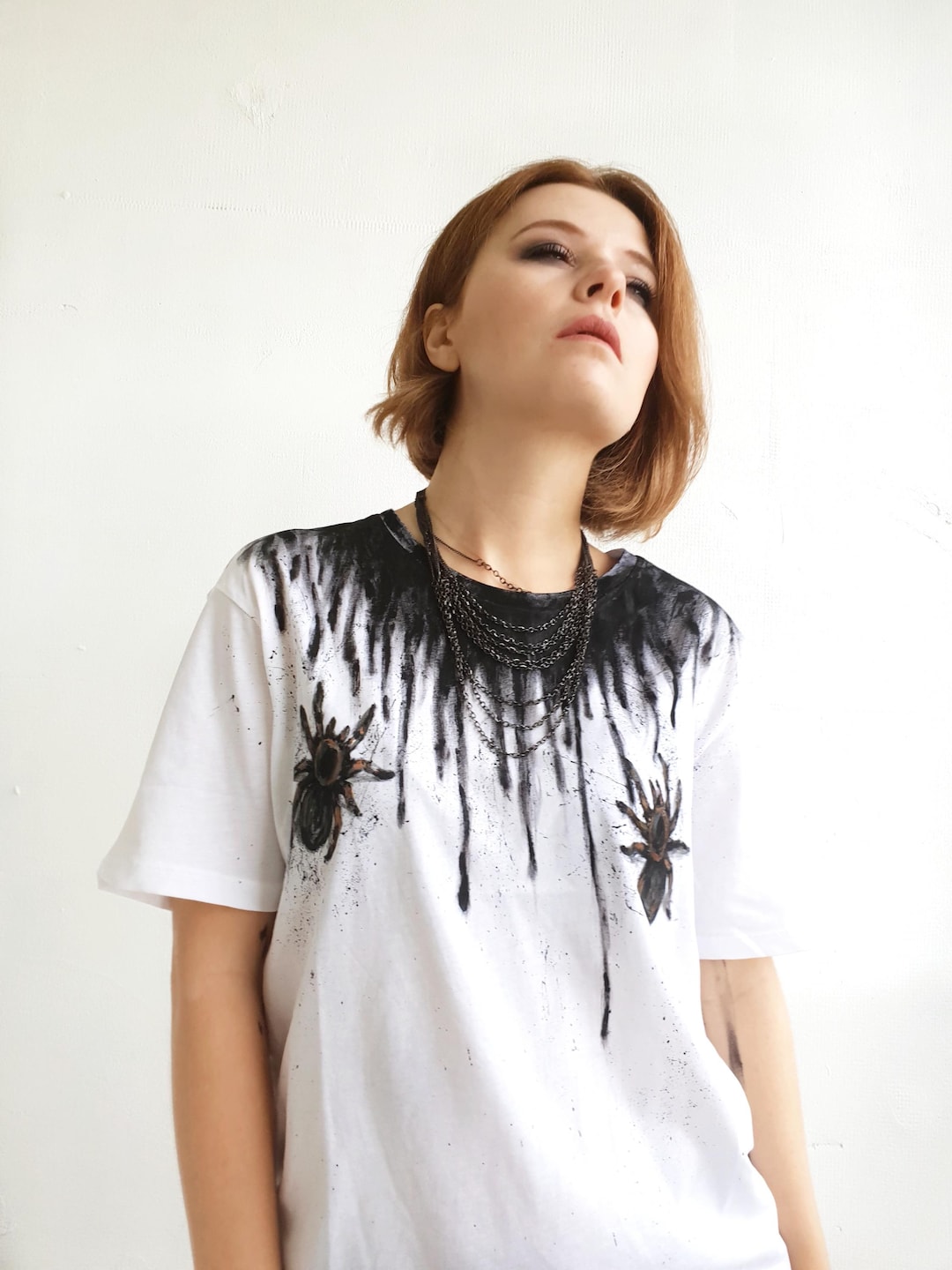 Spiders Painted Dark Style Gothic Tshirt, Hand Dyed Tshirt Designer ...