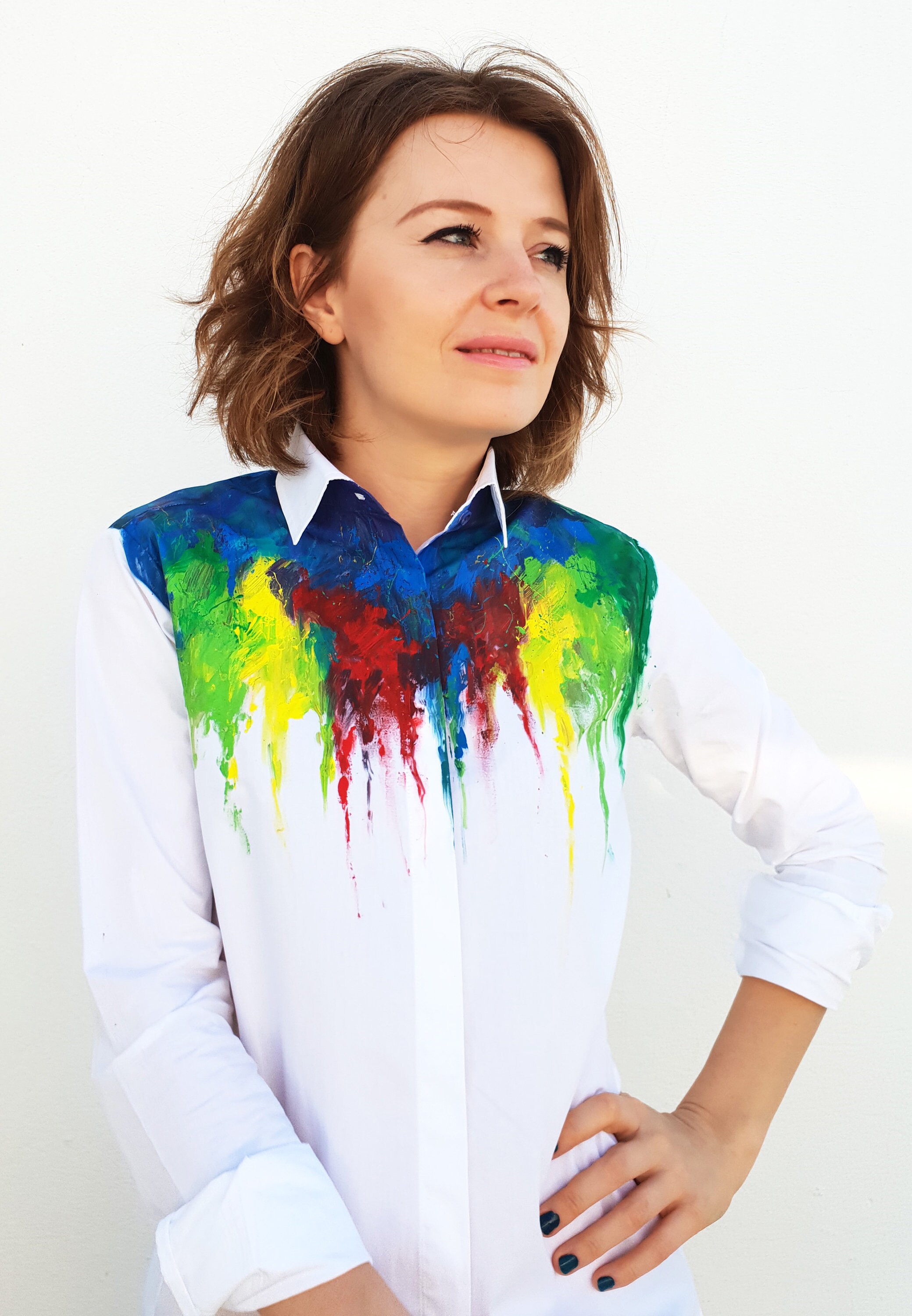 Paint Splash Shirt Rainbow Shirt Designer Shirt Hadpainted Shirt ...