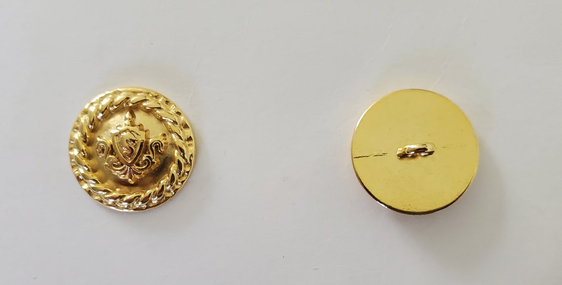 Round Gold Color Metal Plate Crest Center Rope Edge - Shank Back ...
