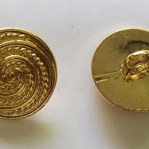 12 Round Gold Color Plastic Conch Swirl Design Shank Back Vintage ...