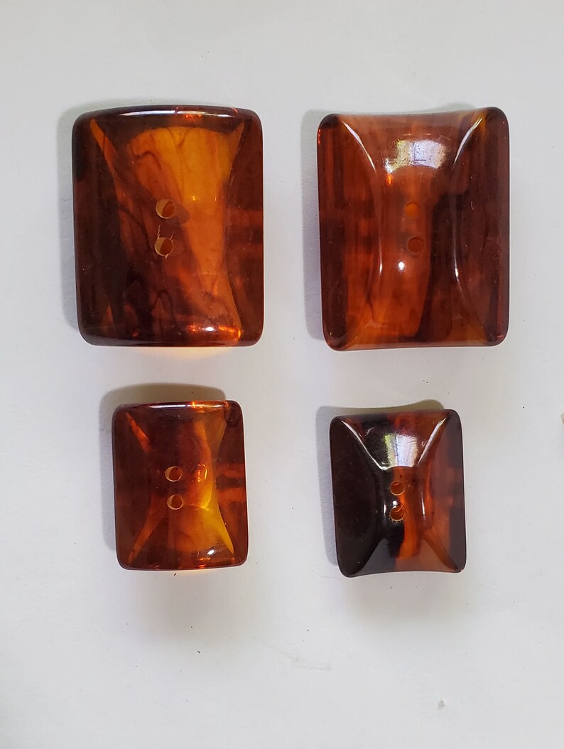 Vintage Faux Amber Tortoise Plastic Button: Curved Rectangle, 60L - 1 1 ...