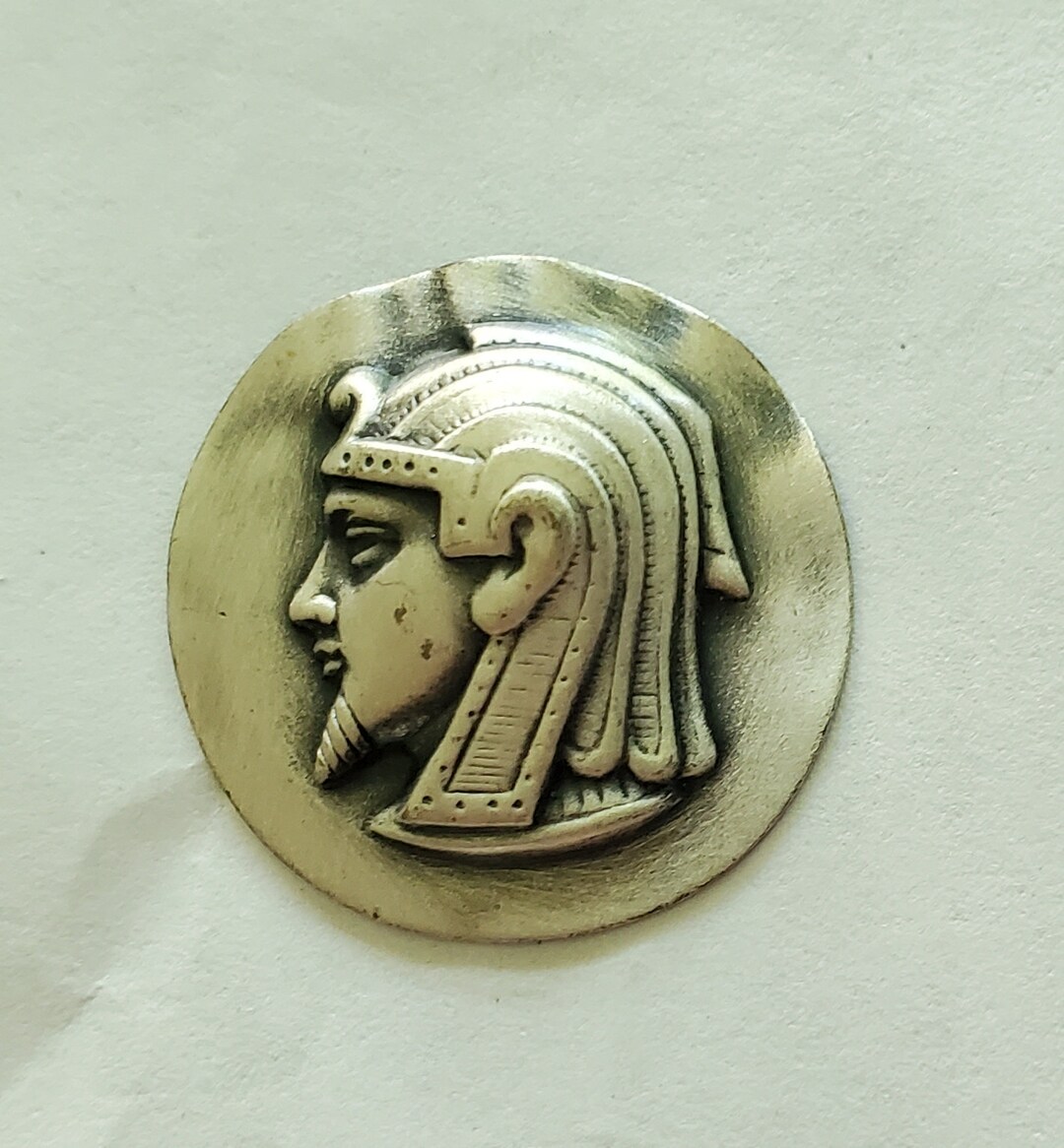 Round Metal #CG 1001 RAMSES Satin Silver Shank Back Vintage Buttons 40L ...