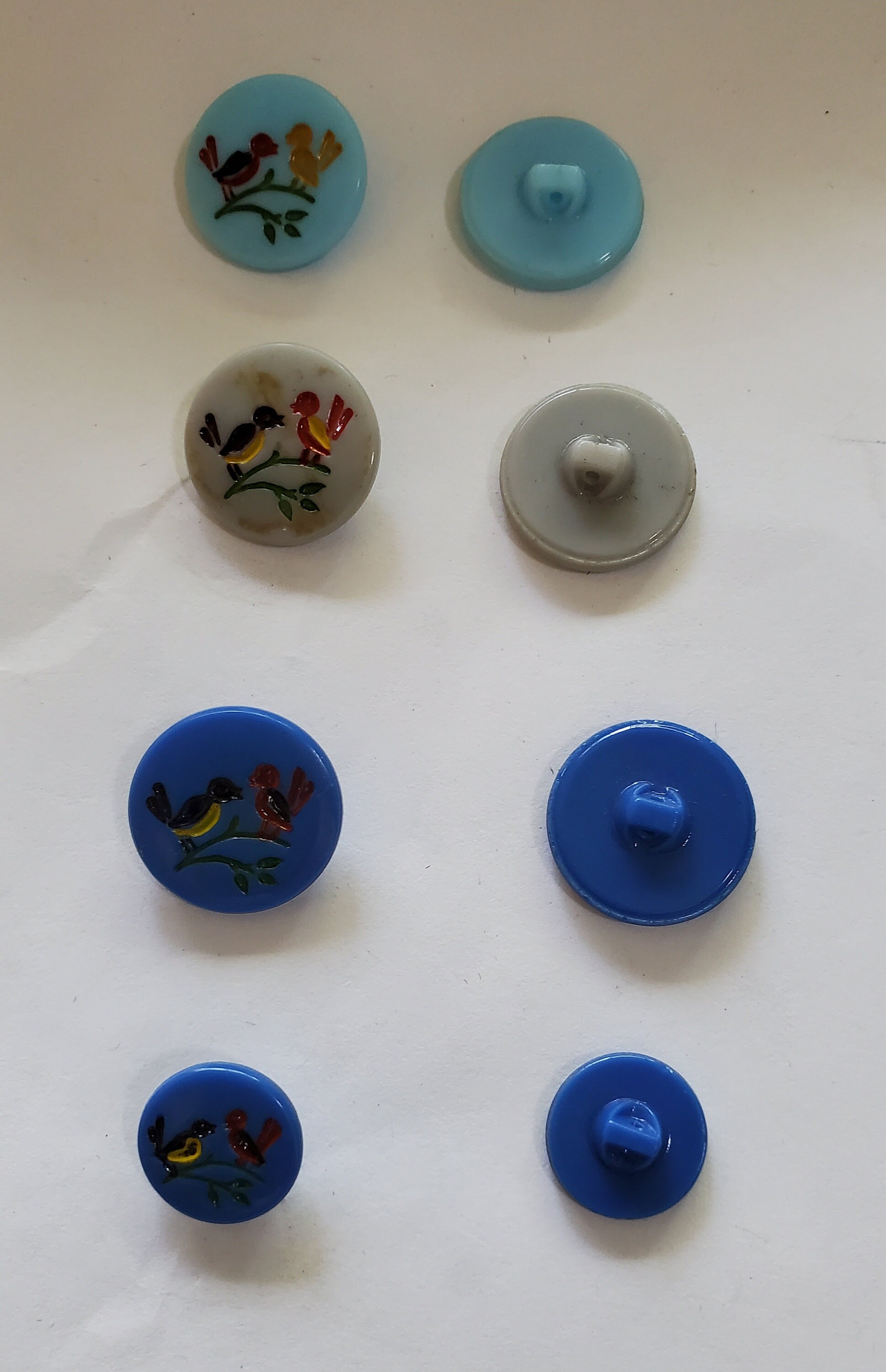 Round Royal Blue Glass Carved Hand-painted Birds on a Branch - Self ...