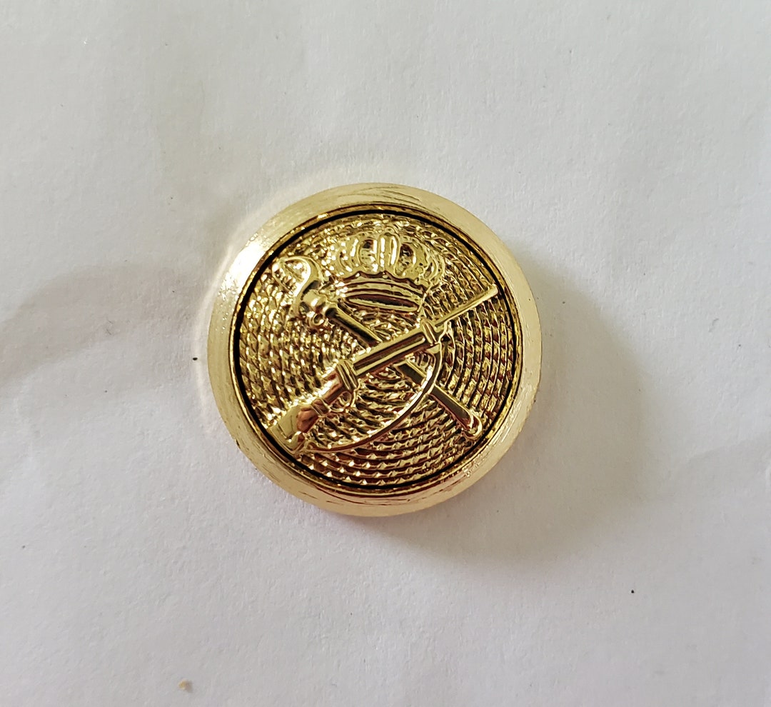 Round Plastic Gold Color Dome Crown Saber Rifle Crest Shank Back ...