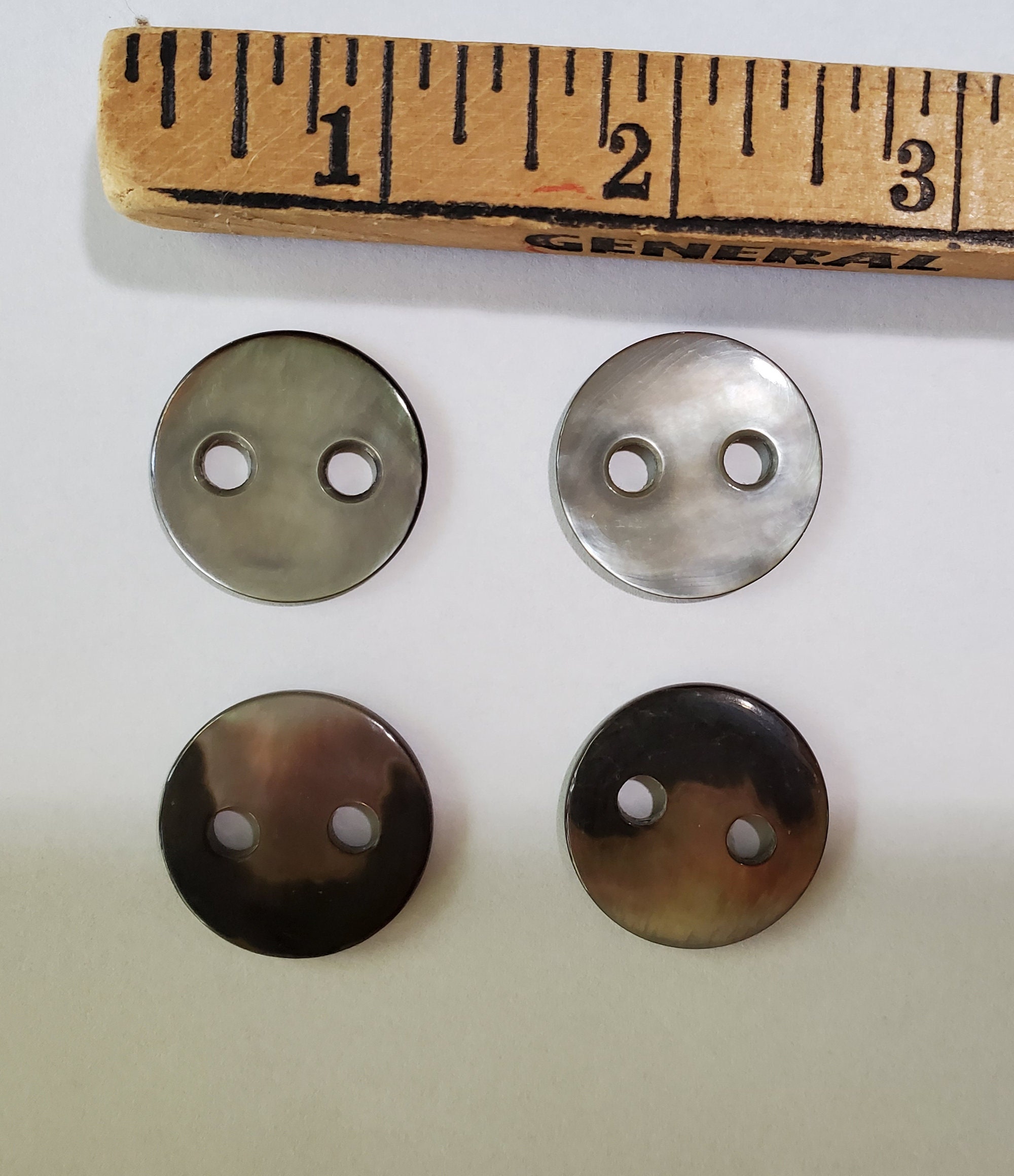 PENNY #OP 305 Smoke Grey Mother of Pearl 2 Hole Antique BUTTONS 45L - 1 ...