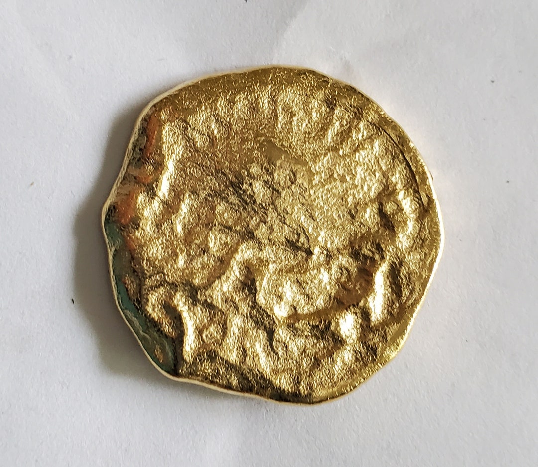 Round Metal Gold Color Moonscape Design Shank Back Vintage Buttons 40L ...