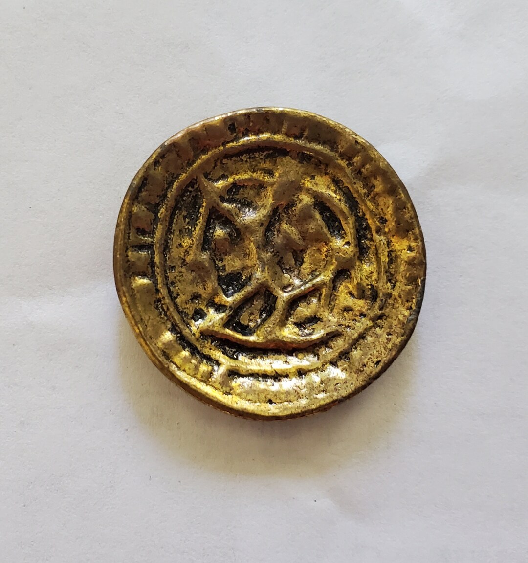 7 Round Metal Stamped Roman Faces on Concave Shank Back Bronze Color ...