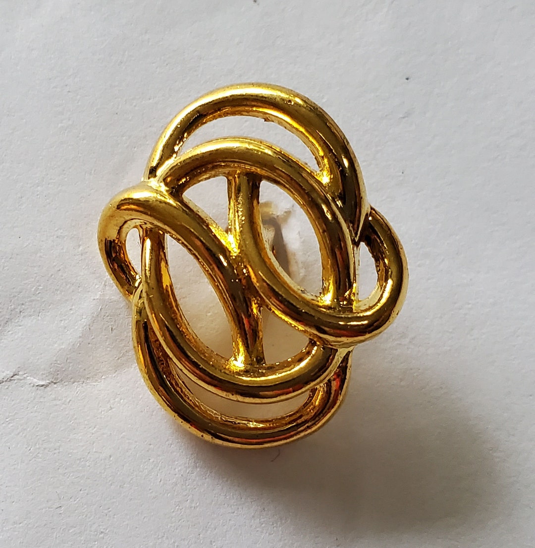 12 Oval Gold Plastic Celtic Knot - Shank Back Vintage Buttons 38L - 15/ ...