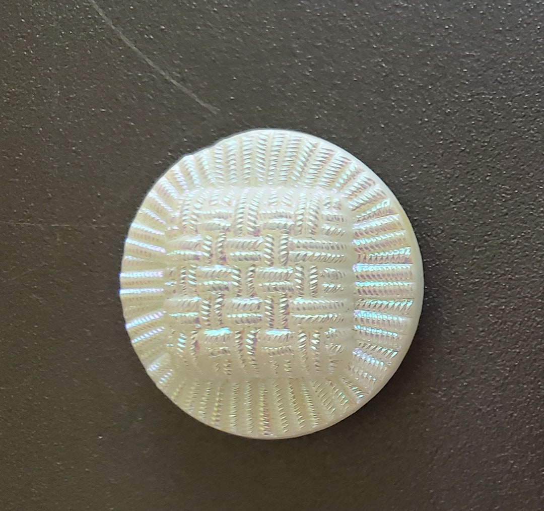 Antique White Frosted Iridescent Cut Glass Buttons Shank Back 40L - 1 ...
