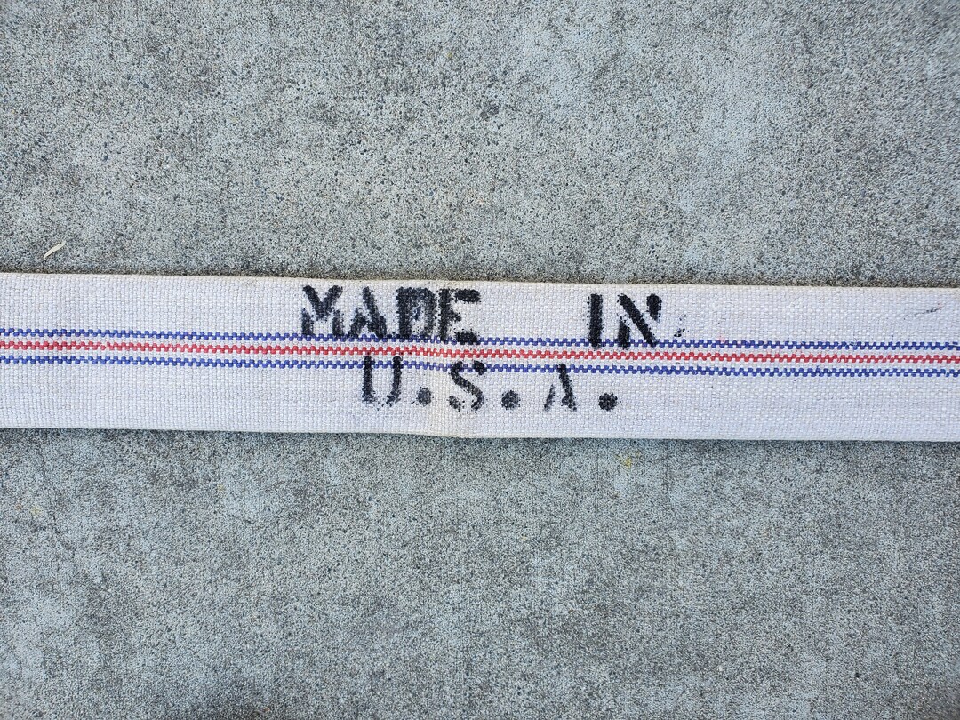 Fire Fighting Unlined Linen Hose Ecru Red & Blue Stripe by the Yard ...