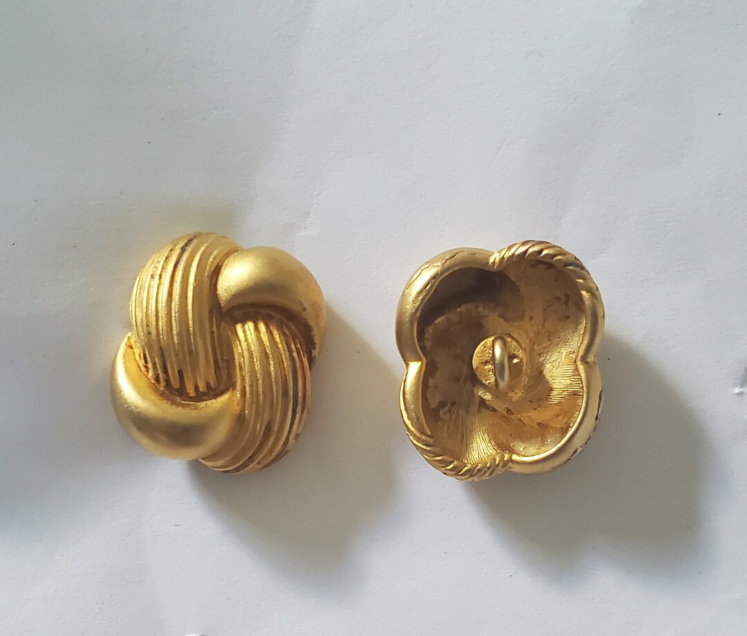 Square Metal Gold Color Braid Knot Shank Back VINTAGE BUTTONS 36L - 7/8 ...