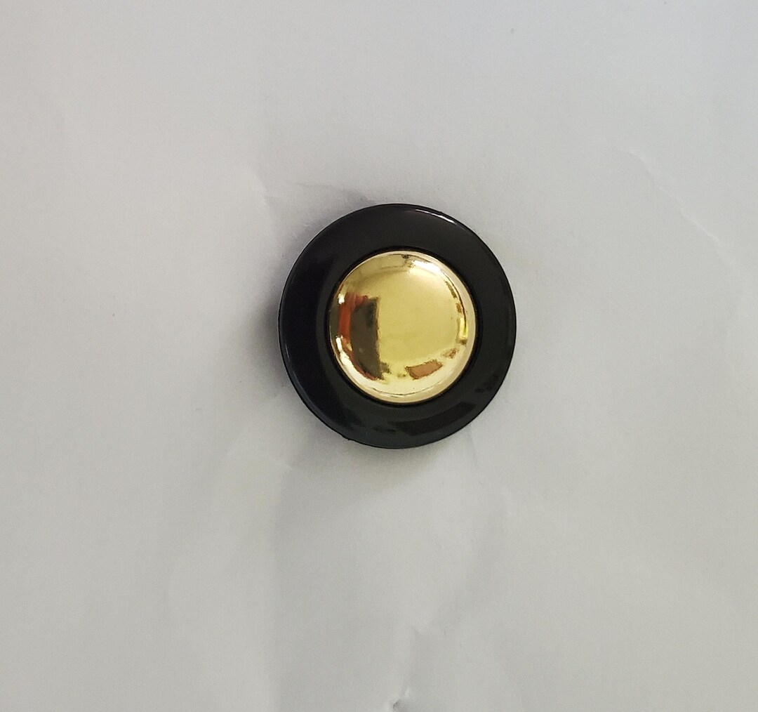 12 Round Plastic Black Outer Gold Dome Center Shank Back Vintage ...