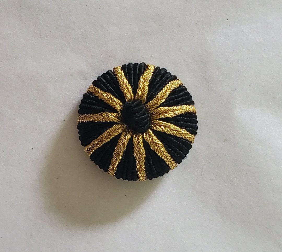 Black Gimp Gold Chain Petals ANTIQUE BUTTONS 50L 1 1/4 32mm Craft ...