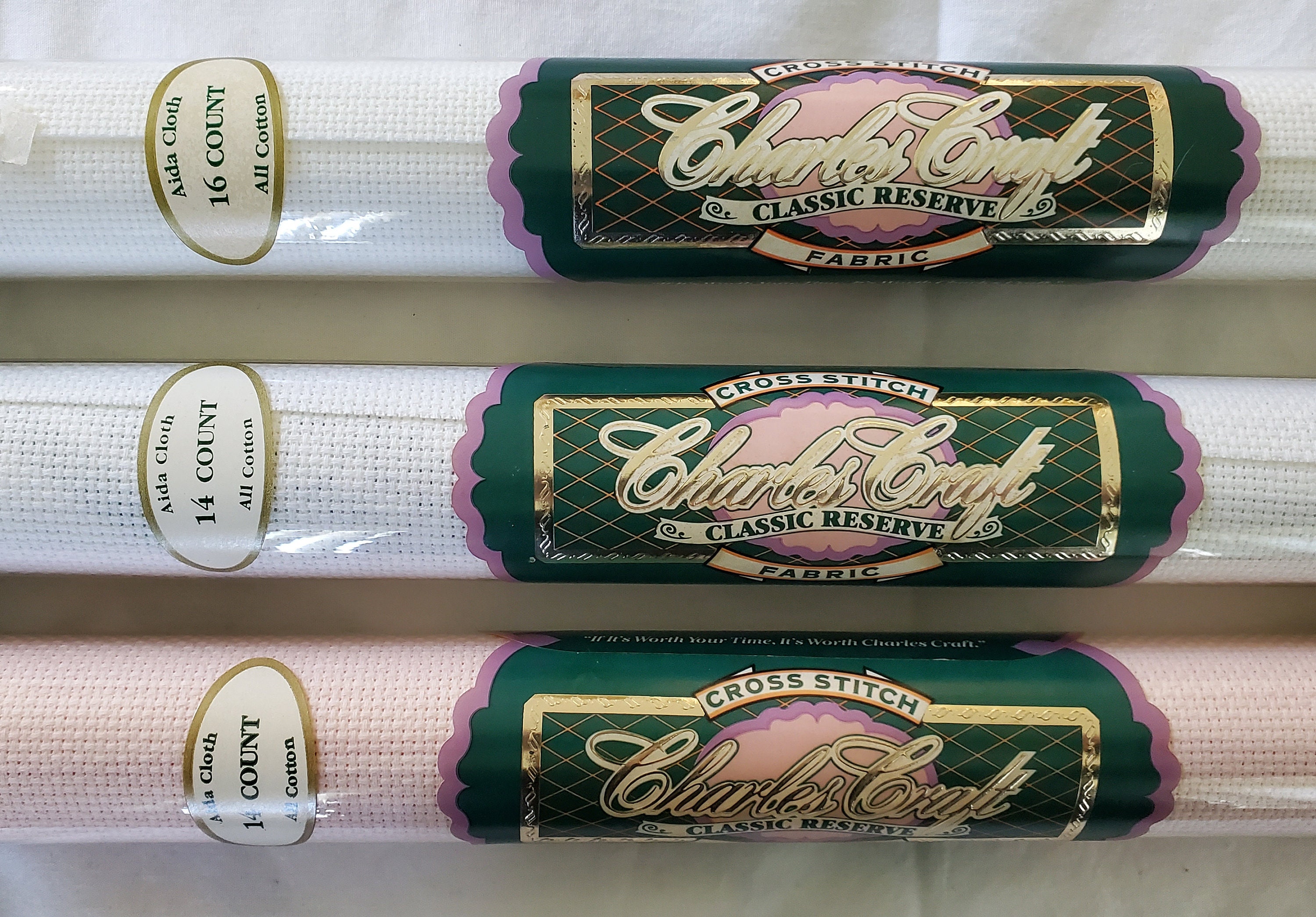 Charles Crafts Aida Cloth 14 or 16 Count All Cotton 15 X 18 Counted ...