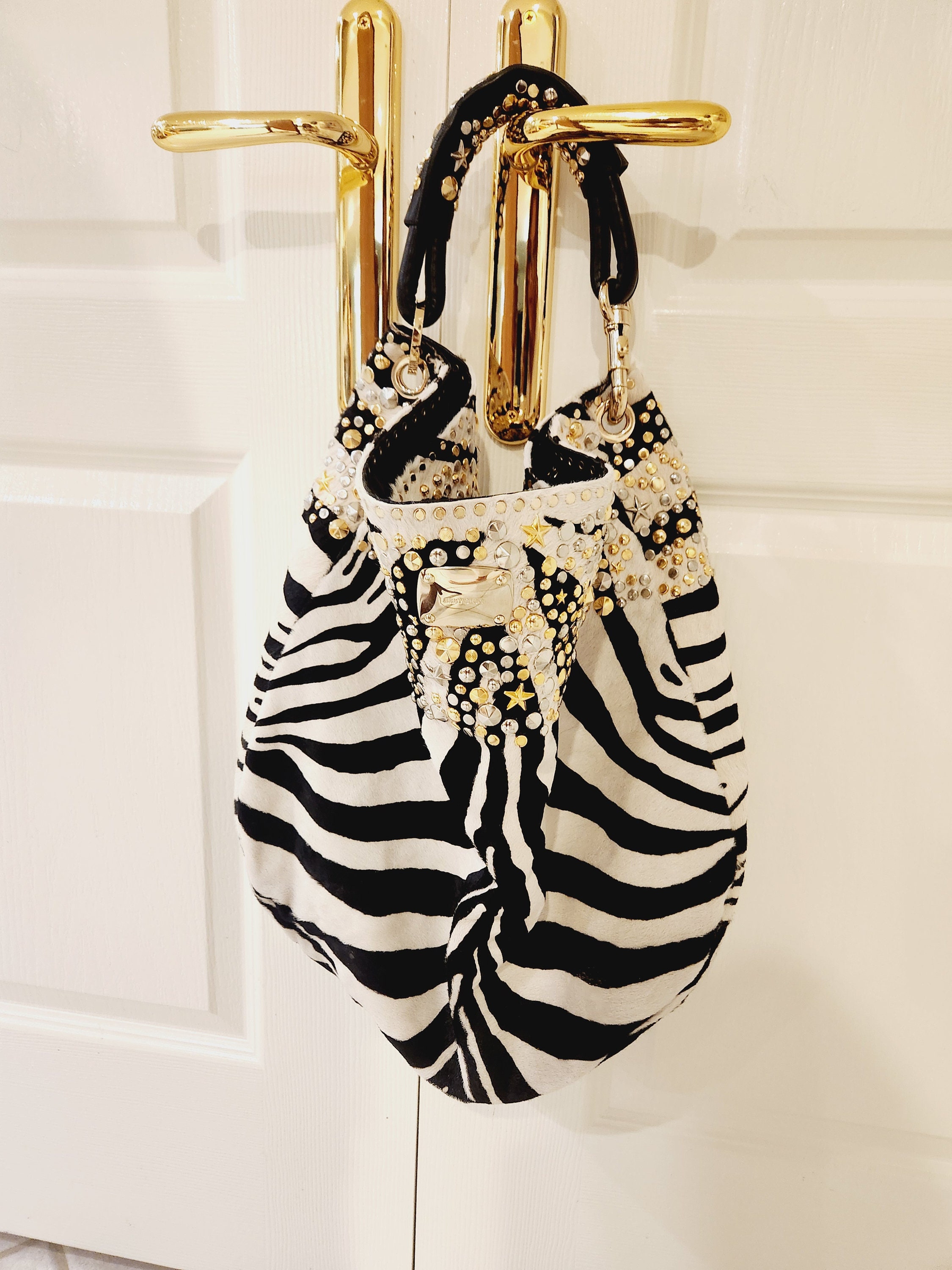 Jimmy Choo Black - White Zebra Print Calf Hair and Leather Jimmy Choo Black - White Zebra Print Calf Hair and Leather