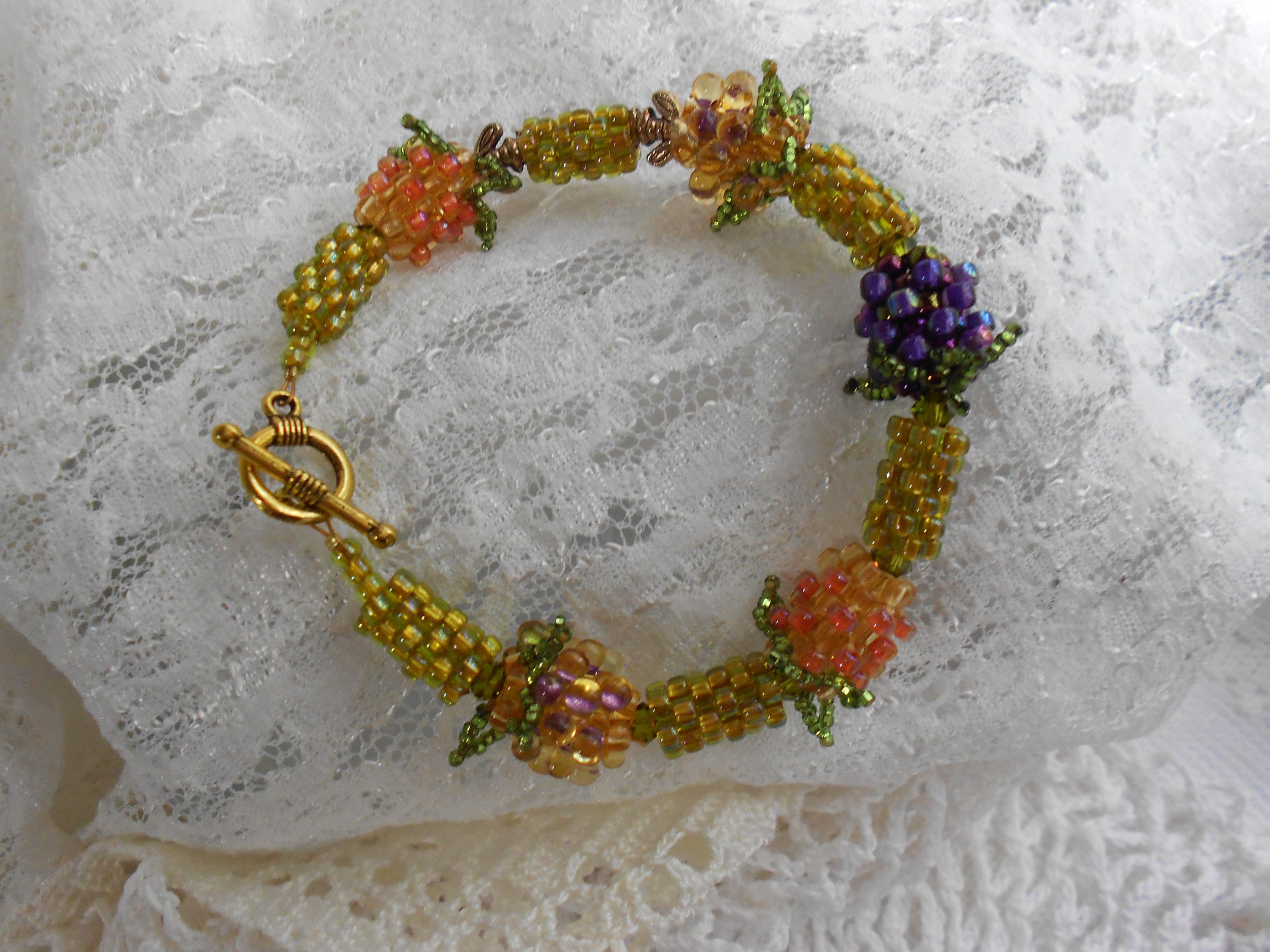 Raspberry Bracelet, Blackberry Patch Bracelet, Seed Bead Jewelry ...