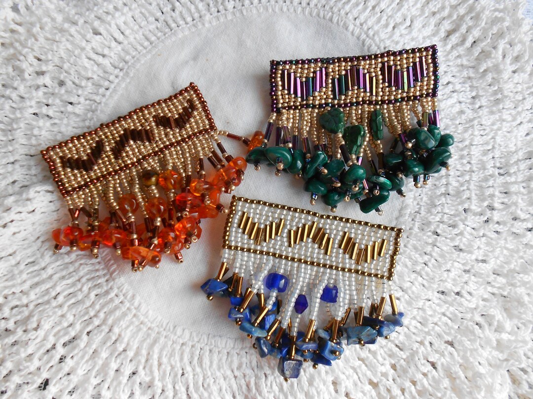 Bugle Bead Lapel Pin, Bugle Bead Jewelry, Classic Fringe Brooch ...