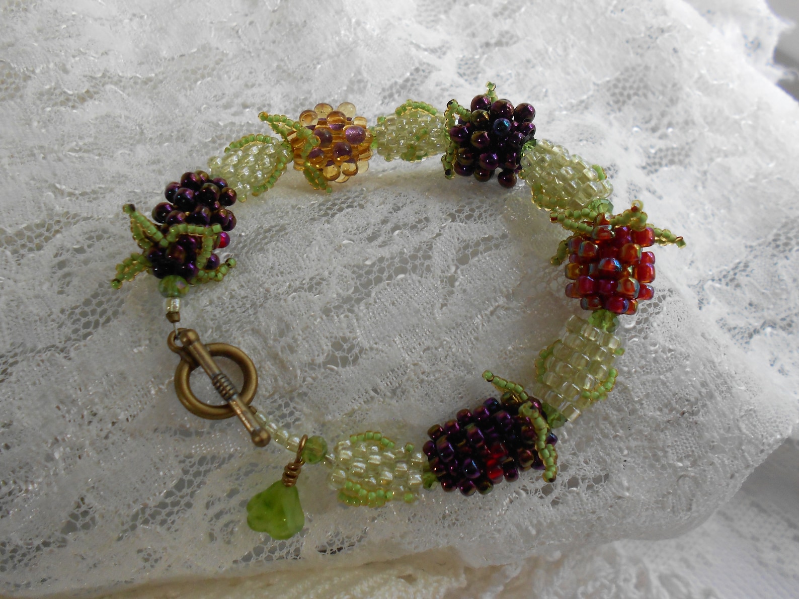 Raspberry Bracelet, Blackberry Patch Bracelet, Seed Bead Jewelry ...