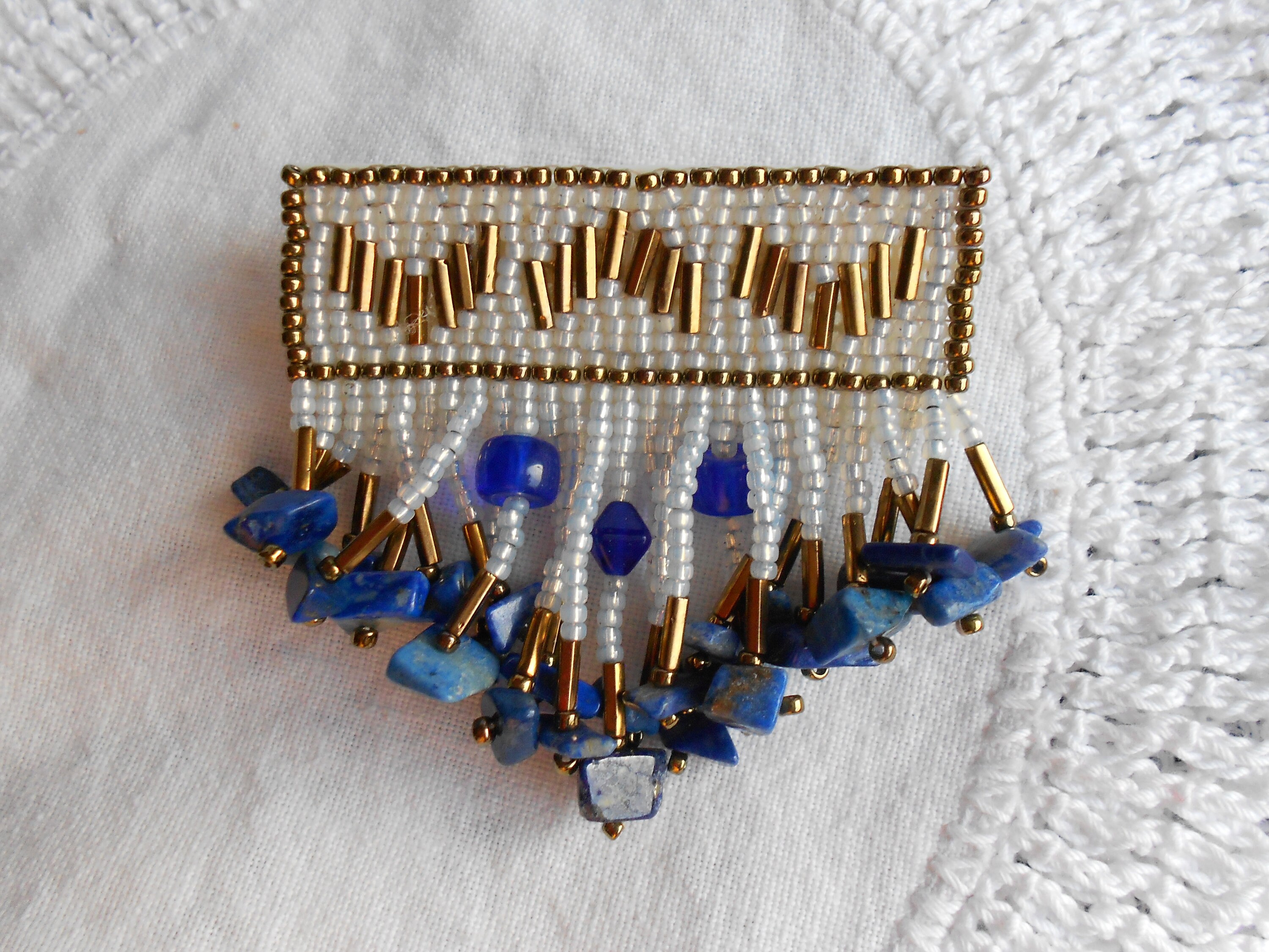 Bugle Bead Lapel Pin, Bugle Bead Jewelry, Classic Fringe Brooch ...