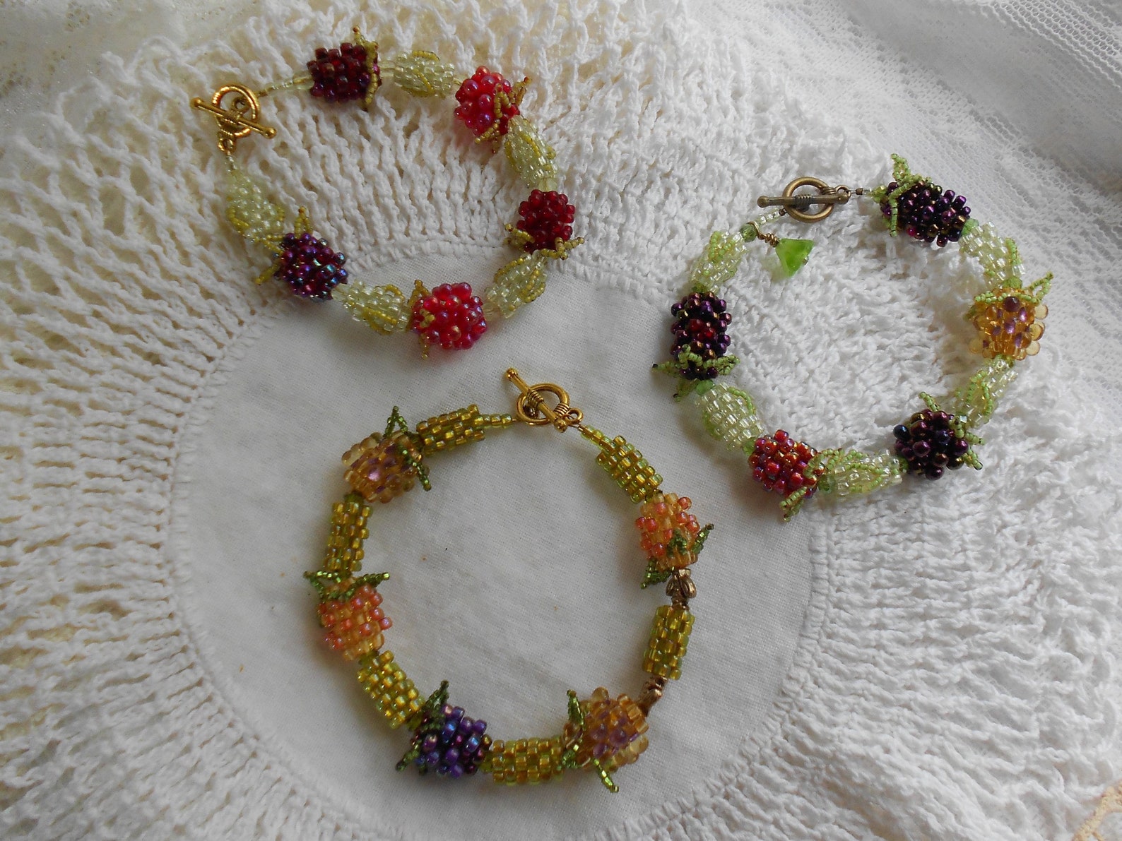 Raspberry Bracelet, Blackberry Patch Bracelet, Seed Bead Jewelry ...