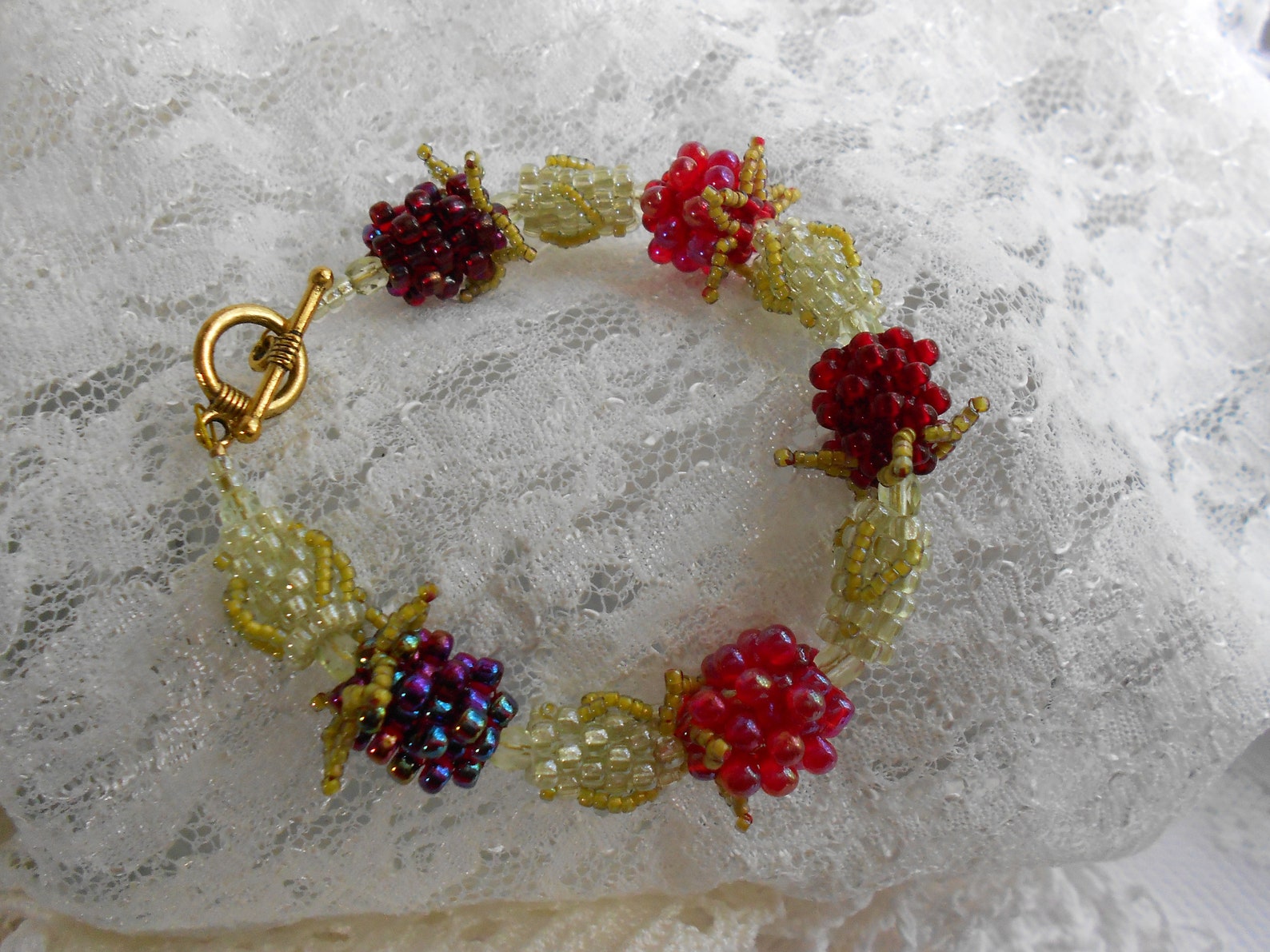 Raspberry Bracelet, Blackberry Patch Bracelet, Seed Bead Jewelry ...
