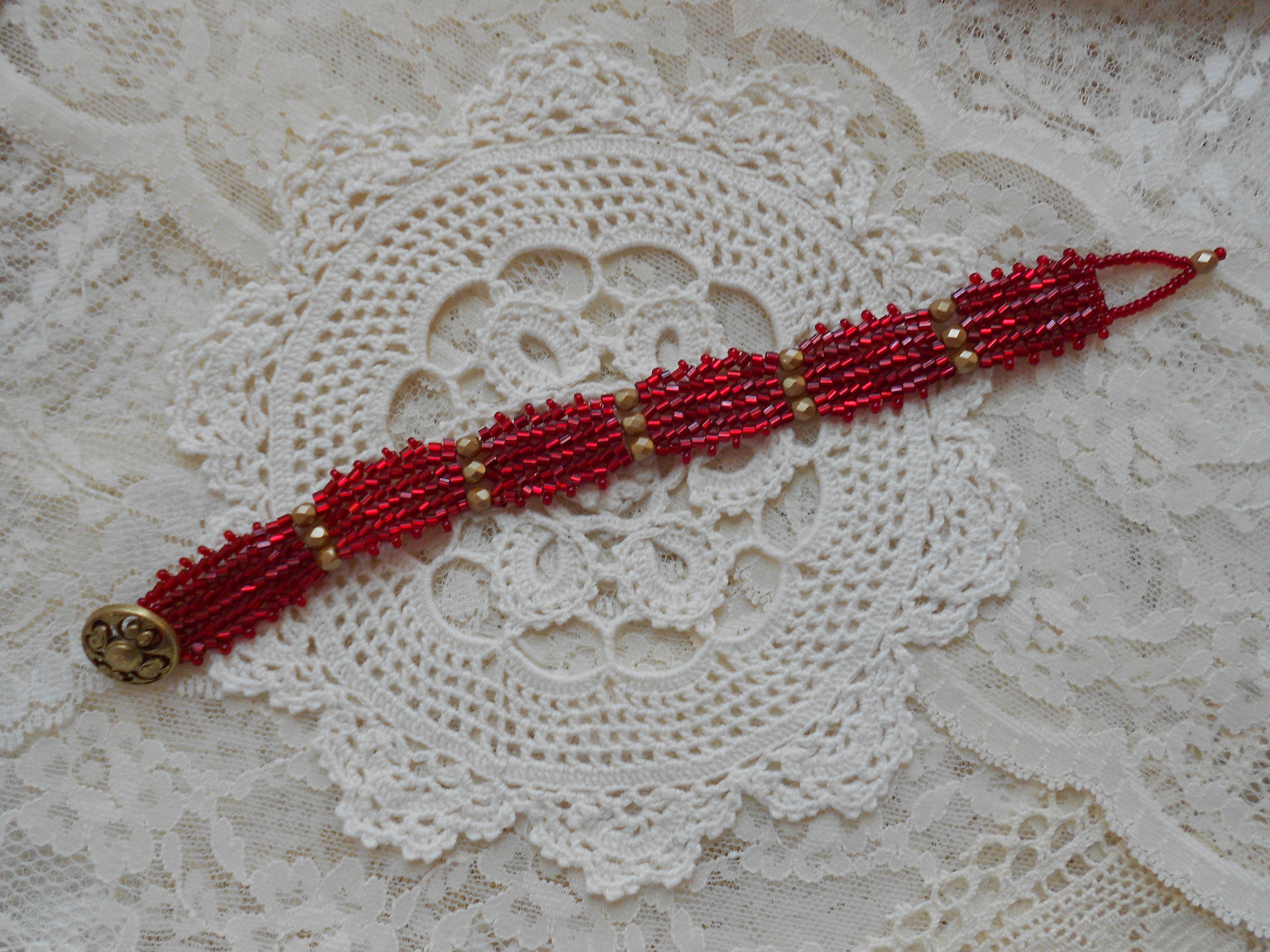 Red and Gold Herringbone Rope Necklace Matching Bracelet - Etsy
