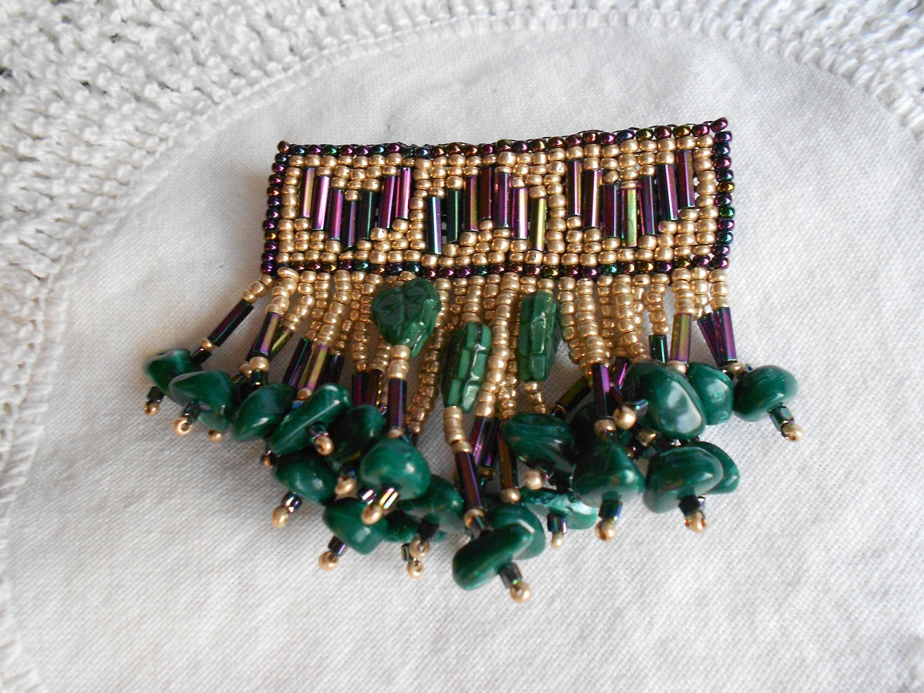 Bugle Bead Lapel Pin, Bugle Bead Jewelry, Classic Fringe Brooch ...