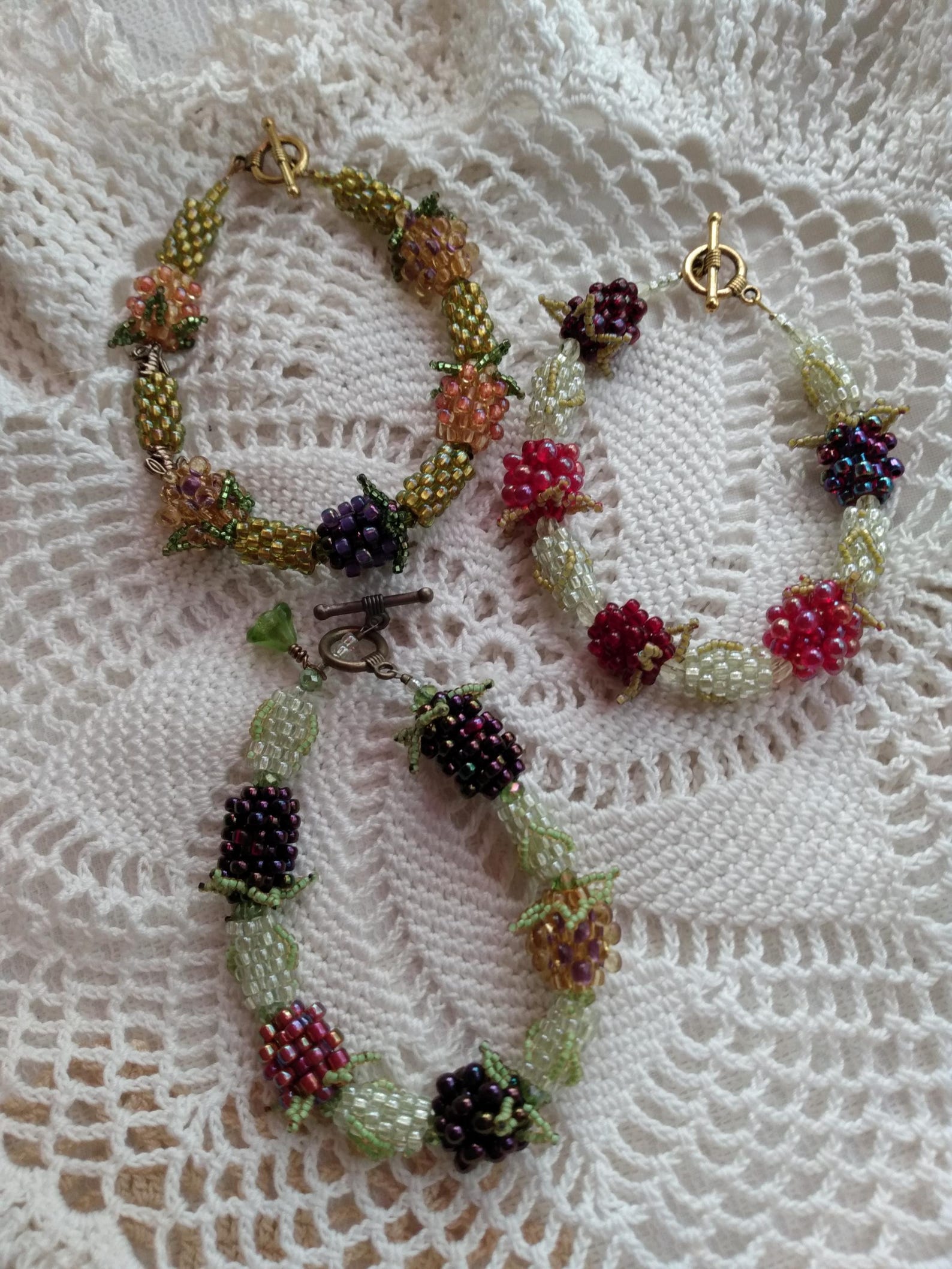 Raspberry Bracelet, Blackberry Patch Bracelet, Seed Bead Jewelry ...