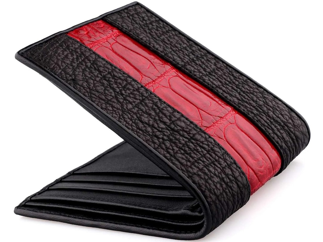 Black Sharkskin & Red Alligator Wallet → Genuine Exotic Wallets → Red ...