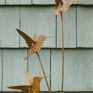 Metal Hummingbird Set - Garden Art - Etsy