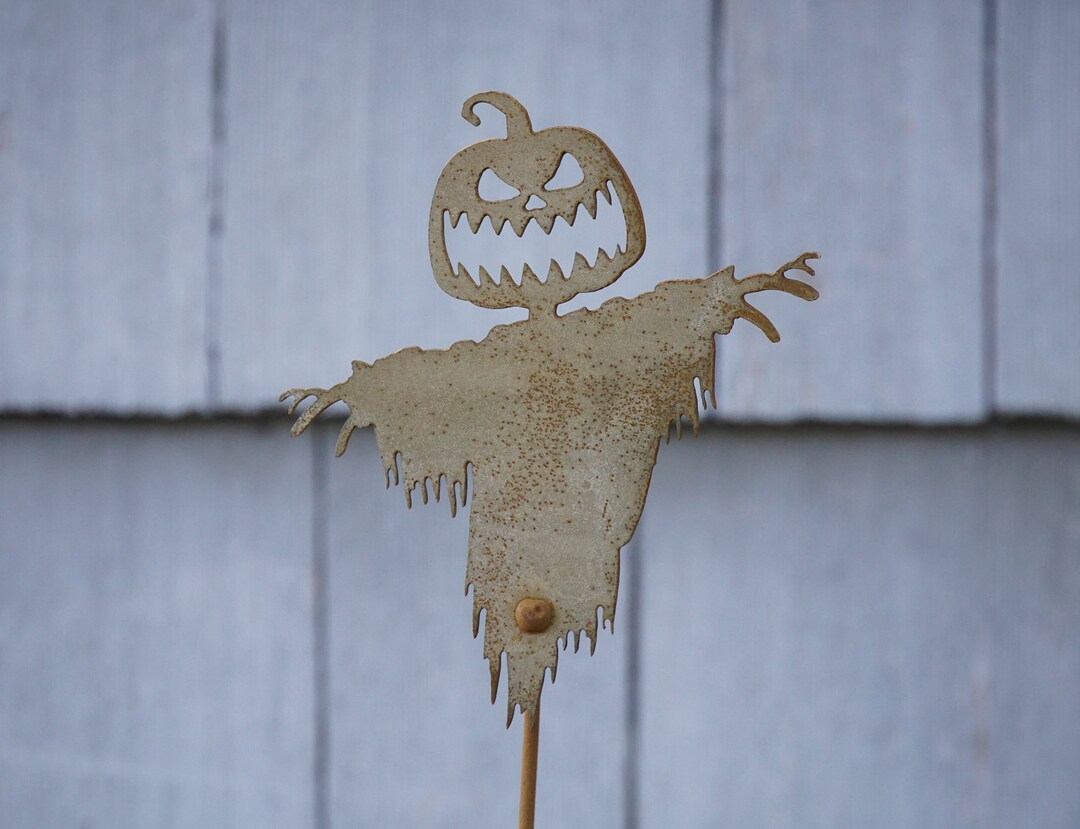 Metal Halloween Scarecrow With Scary Jack O-lantern Head- Garden Art - Etsy