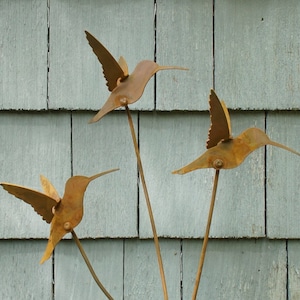 Metal Hummingbird Set - Garden Art - Etsy