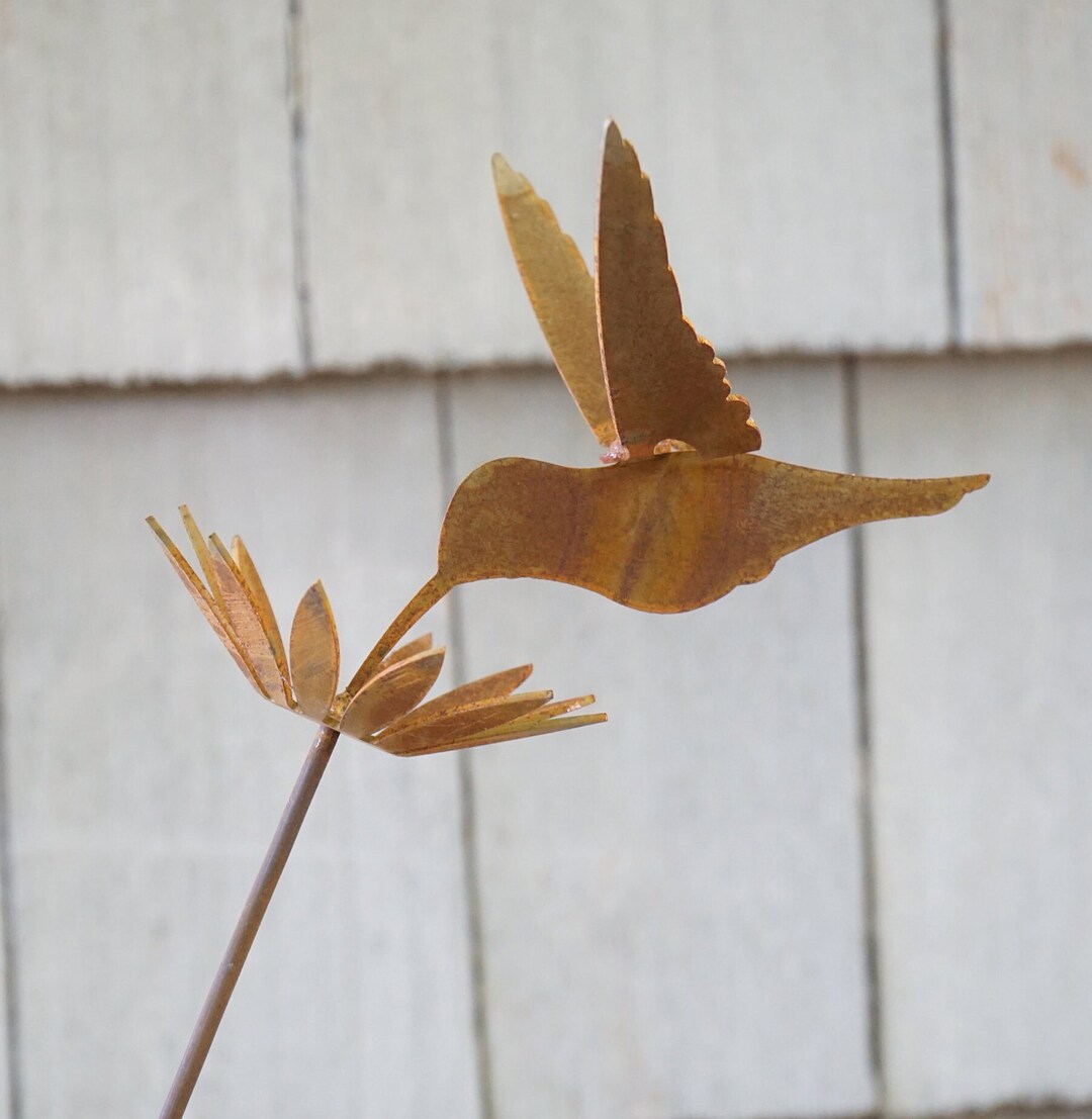 Metal Hummingbird and Flower Garden Art - Etsy