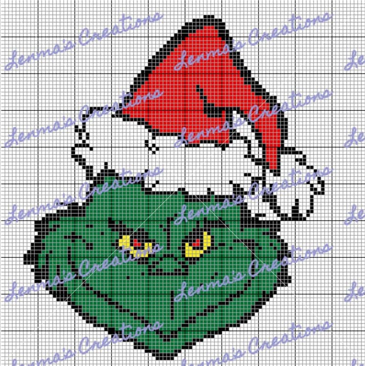 Christmas Grinch Graph Pattern 100x100 - Etsy