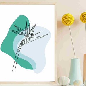 Set of 3 Floral Line Drawing With Subtle Background Green - Etsy