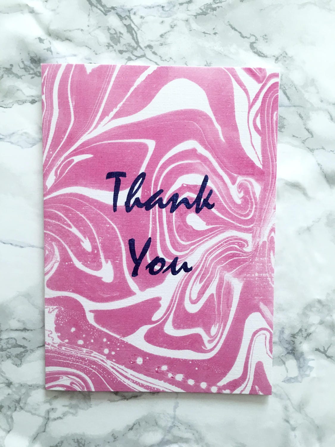 Marble Thank You Card in Strawberry Pink - Etsy