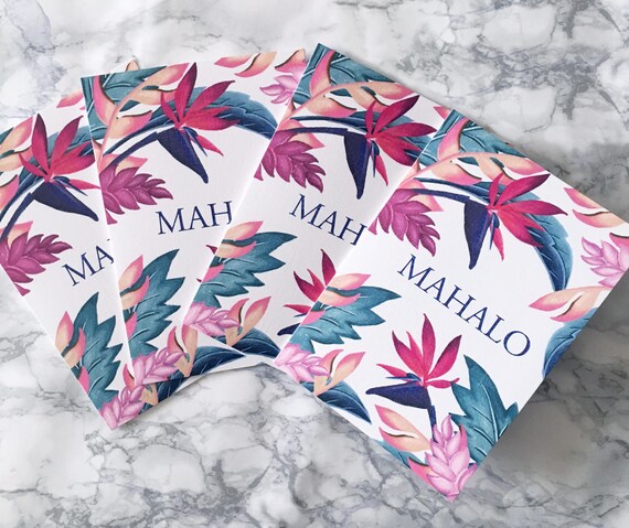 Mahalo Thank You Card 4 PACK | Etsy